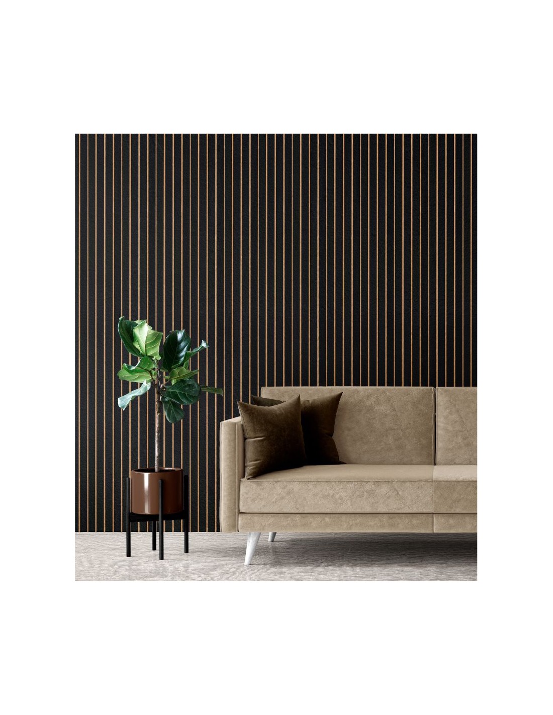 Painel Ripado em Madeira Decorativa Autocolante 6mm