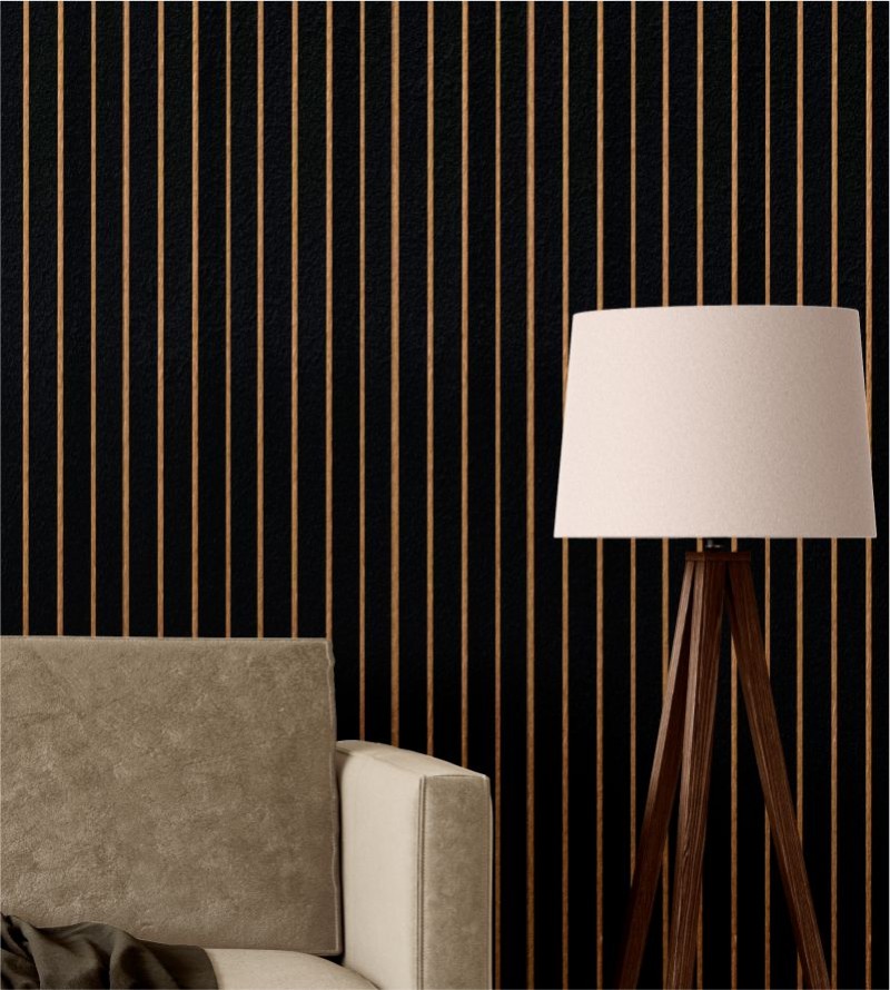 Painel Ripado em Madeira Decorativa Autocolante 6mm